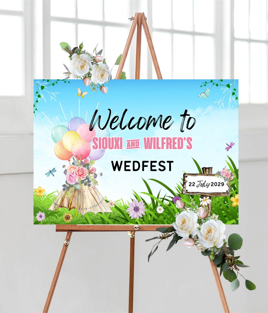 A1 and A2 Wedfest Wedding Welcome Signs, Summer Wedding Festival ...