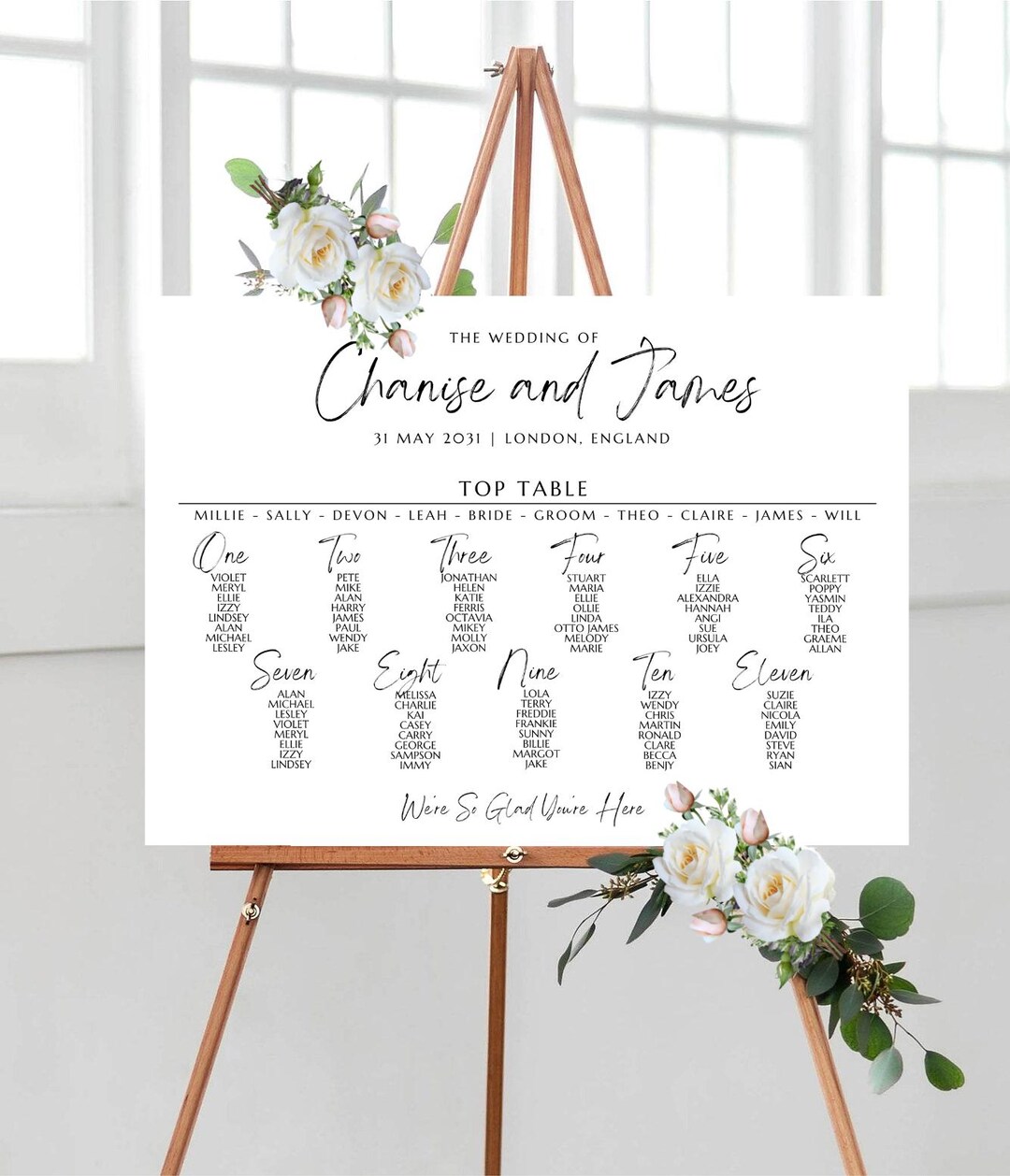Modern Script Wedding Table Plan, Wedding Seat Chart, Personalised ...