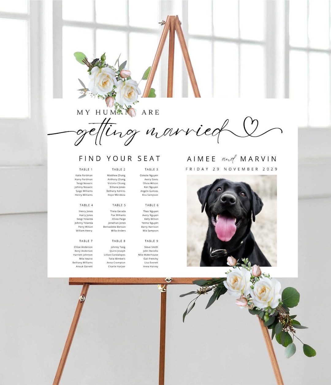 Dog Wedding Seating Chart, My Humans Are Getting Married Pet Table ...