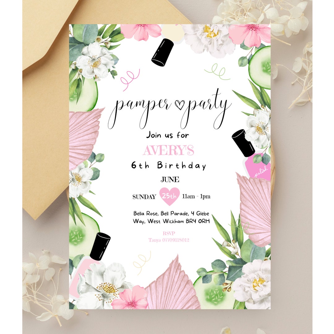 Pamper Party Invitations, Sleepover Birthday Party Invites, Young Girl ...