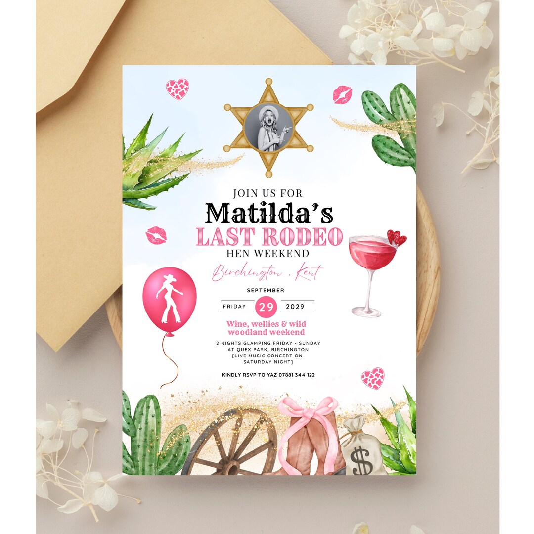 Last Rodeo Hen Party Invitation: Wild West Cowgirl (printed or Digital ...