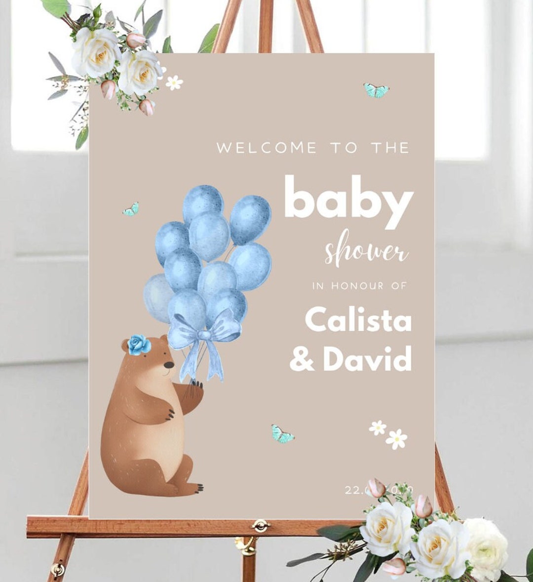 Cuddly Bear Baby Shower Welcome Sign Baby Shower Entrance - Etsy