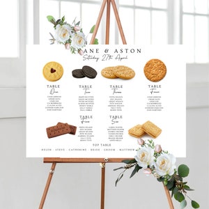 Biscuit Themed Seating Plan, Personalised Cookie Wedding Reception ...