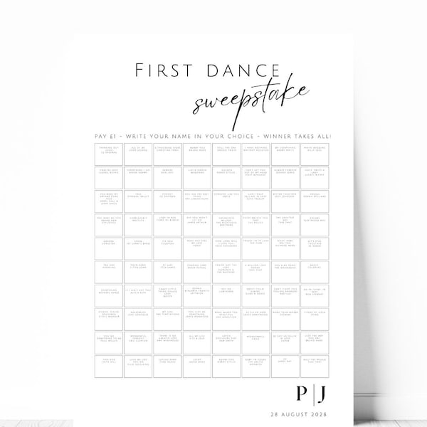 Wedding First Dance Sweepstake - Etsy UK