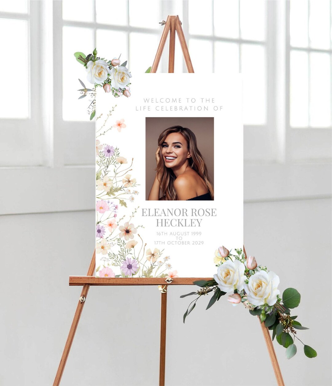 Pretty Floral Funeral Welcome Sign, Celebration of Life, Loving Memory ...