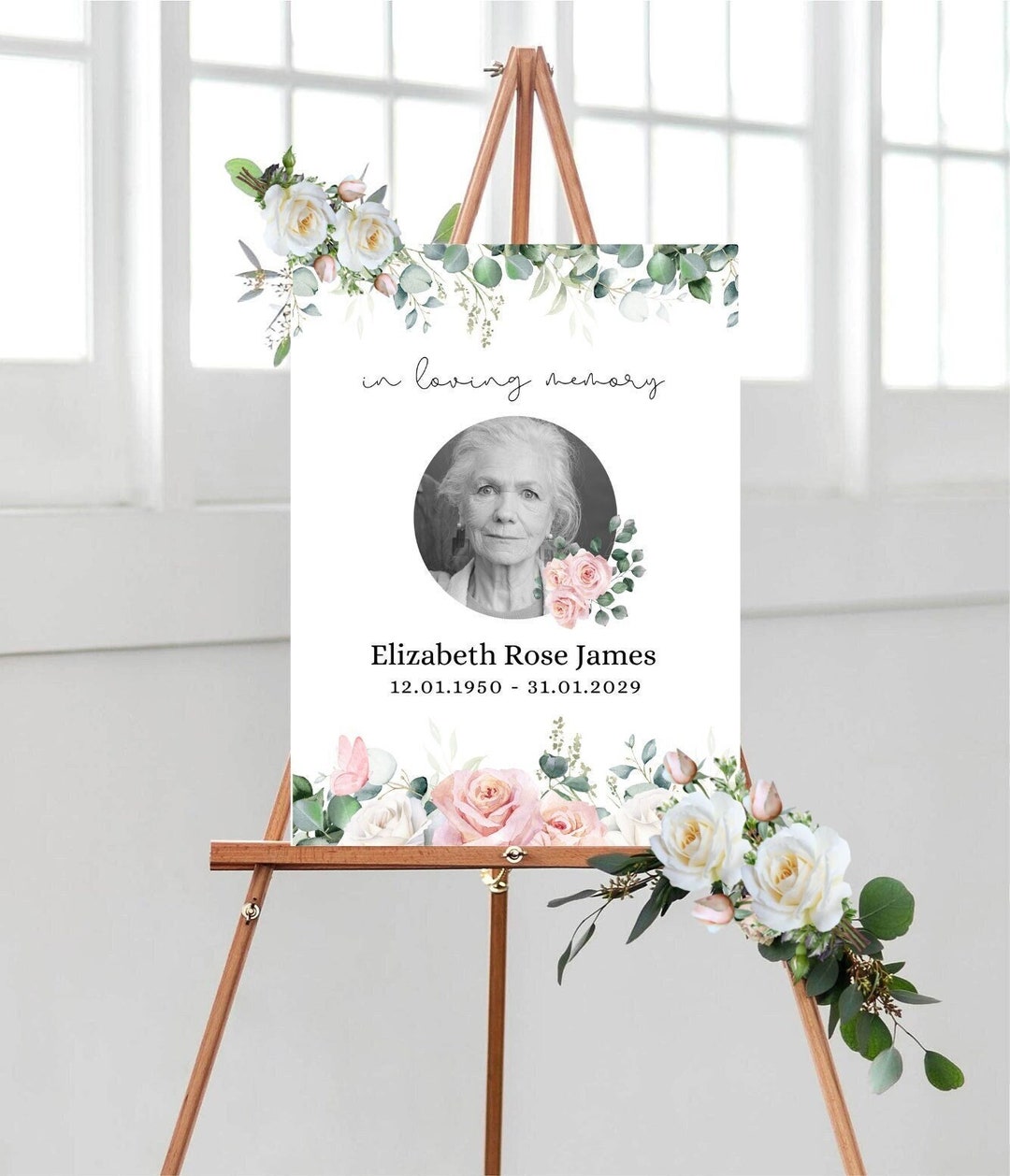 Pink Rose Funeral Welcome Sign: Celebration of Life Memorial Poster - Etsy