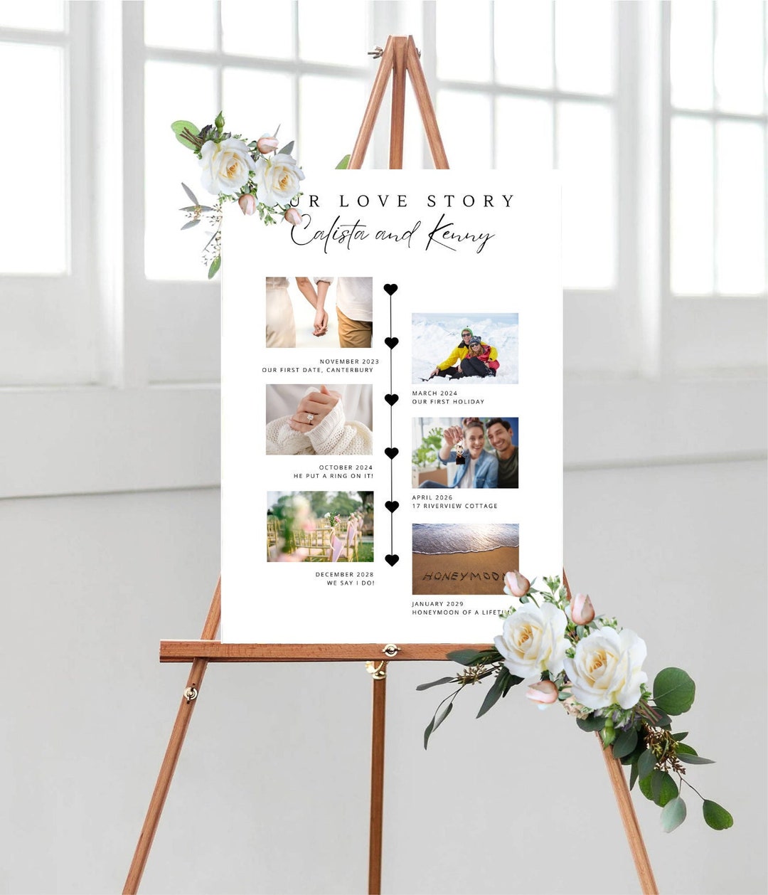 Our Journey so Far Wedding Timeline Sign, Our Love Story Timeline Board, Love Journey Photo ...