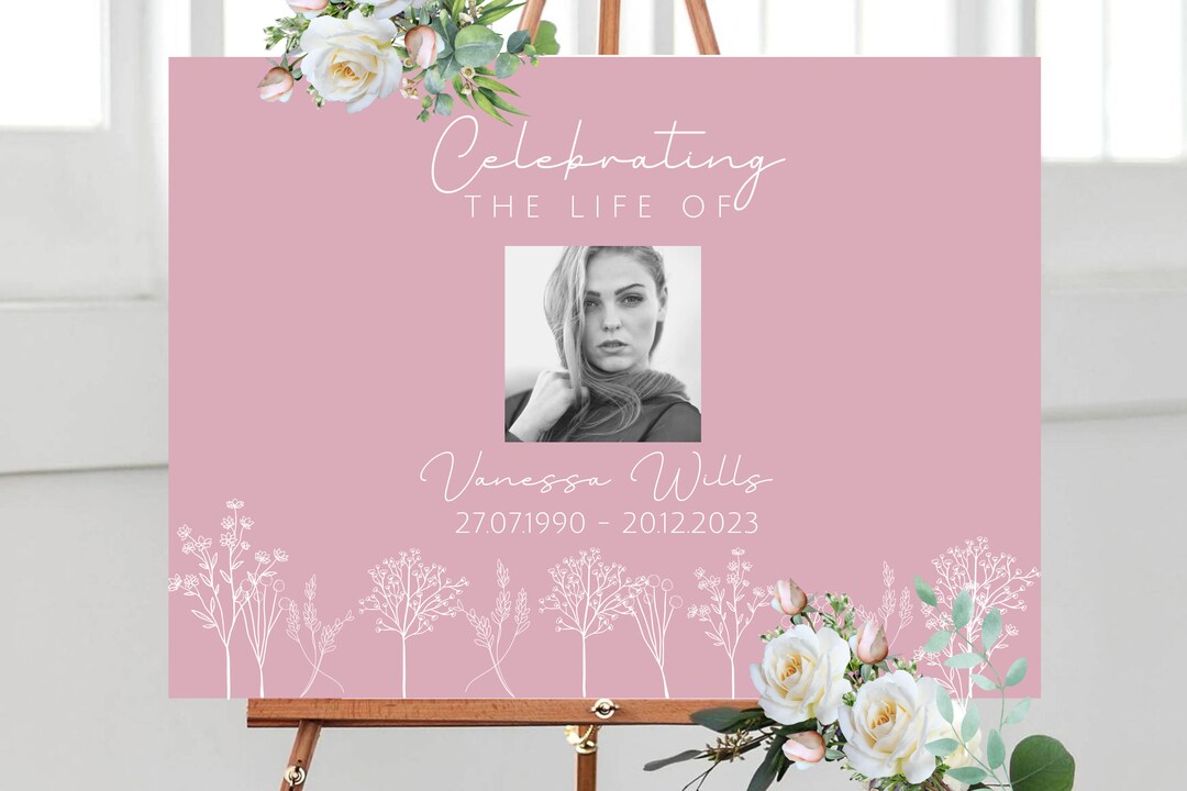 Pink Funeral Welcome Sign, Wake Funeral Memorial Boards, Dusky Pink ...