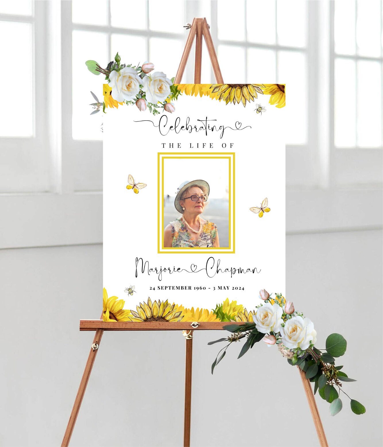 Sunflower Funeral Remembrance Board 'marjorie' Yellow - Etsy