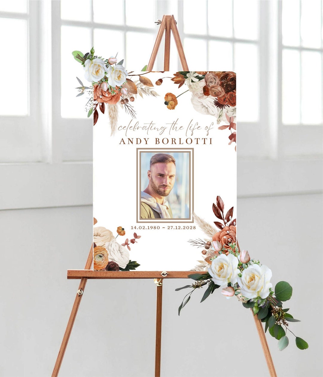 Autumn Funeral Memorial Sign, Rustic Autumn Funeral Entrance Welcome ...