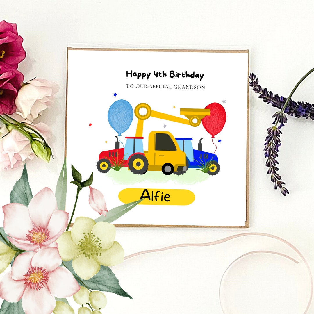 Personalised Tractor Card Digger Birthday Card Boys - Etsy