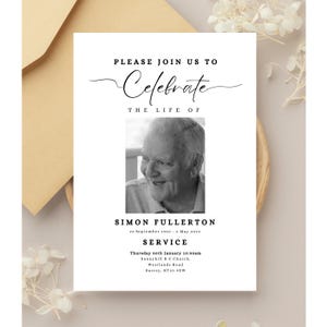 Funeral Invitations, Editable Funeral Invites, Wake Invitations ...