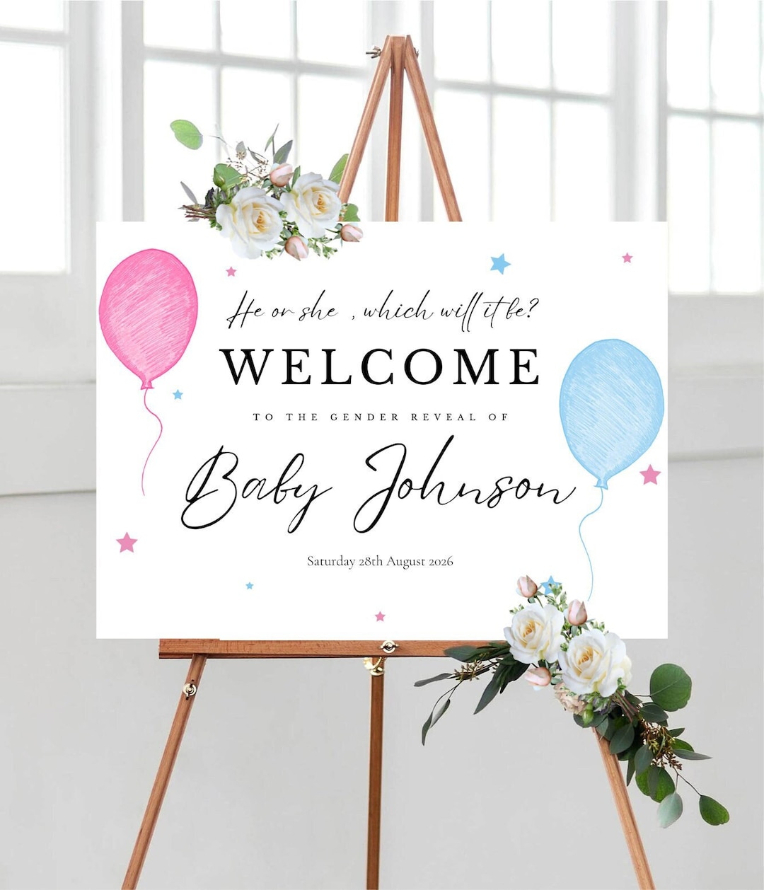 Balloon Theme Gender Reveal Welcome Board Gender Reveal Party - Etsy
