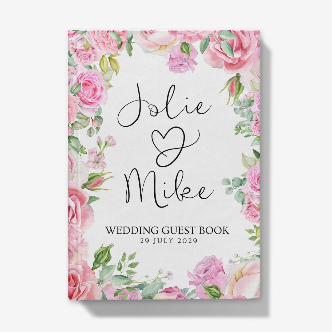 Pink Rose Wedding Guest Book: Personalized Floral Message Book - Etsy