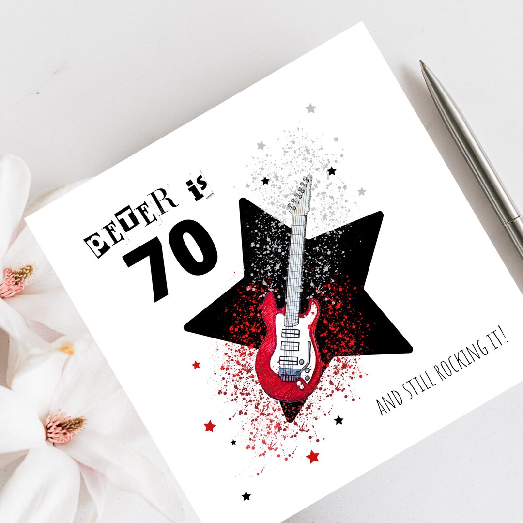 Rock & Roll Guitar Birthday Card, Personalised Guitar Milestone ...