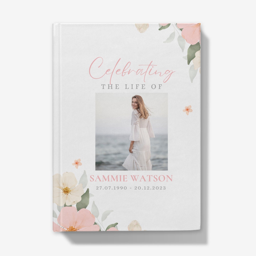 Funeral Condolence Book Pretty Floral 'sammie', Floral Share A Memory ...