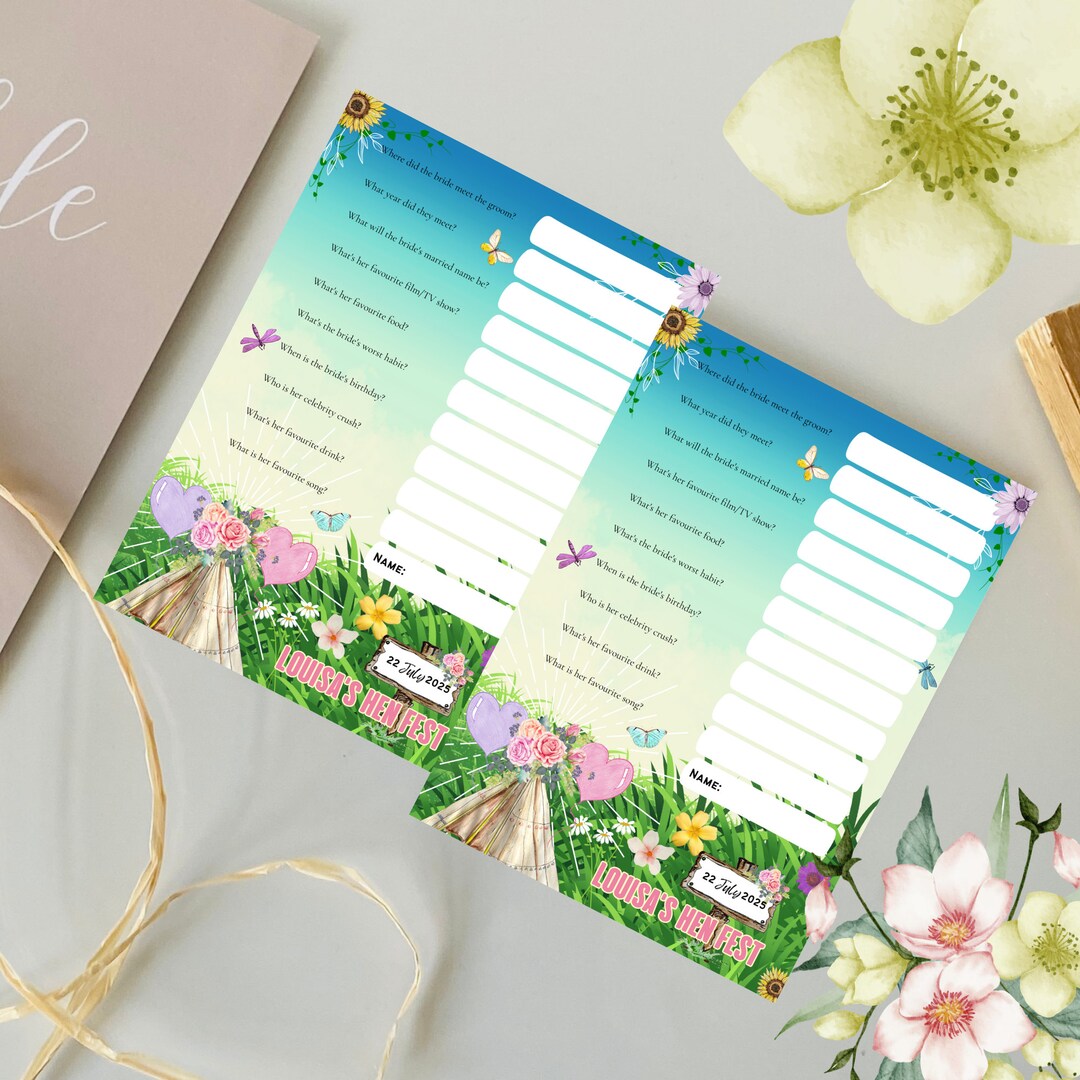 Henfest Hen Night Game Personalised Hen Party Game Cards - Etsy