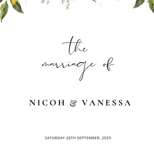 Wedding Order of Service Booklet, Lemons Wedding Ceremony Program ...