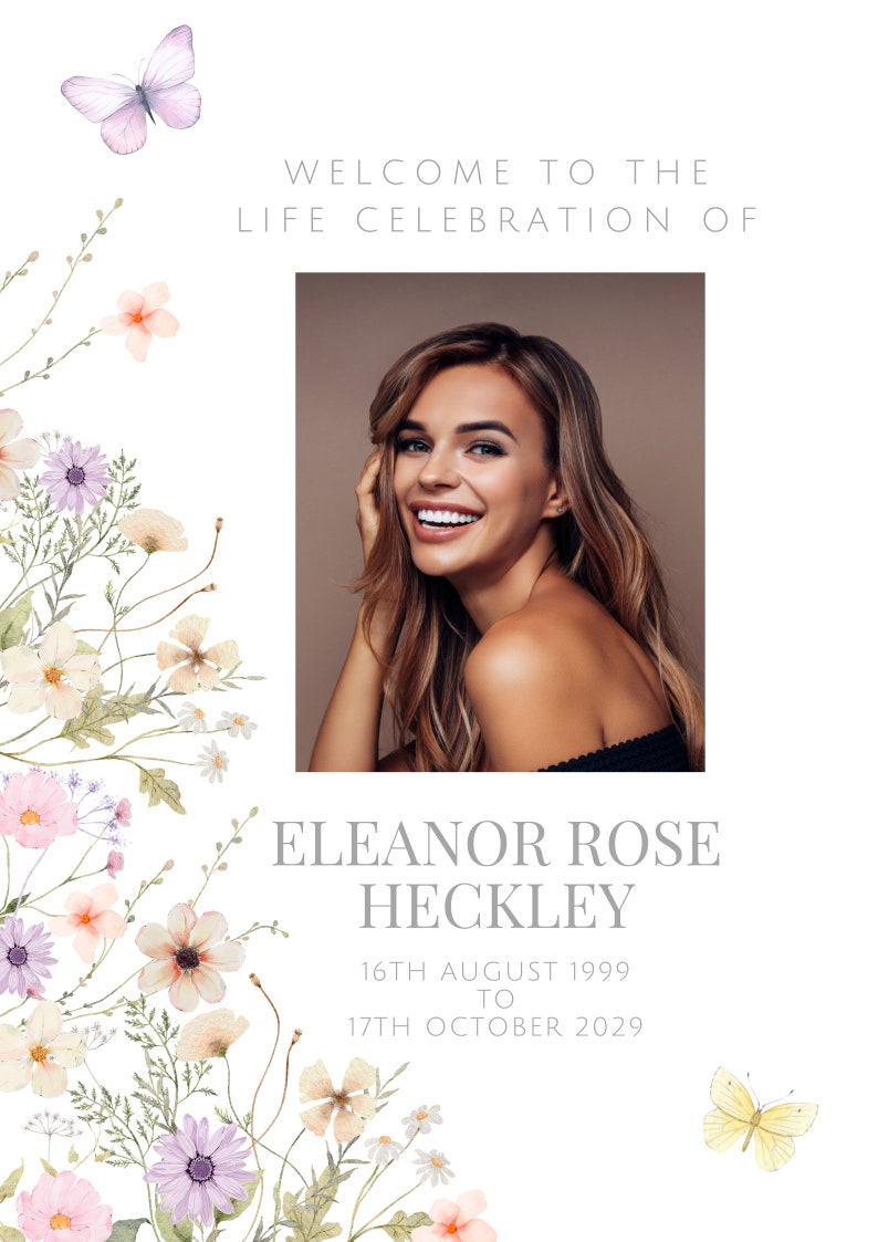 Pretty Floral Funeral Welcome Sign, Celebration of Life, Loving Memory ...