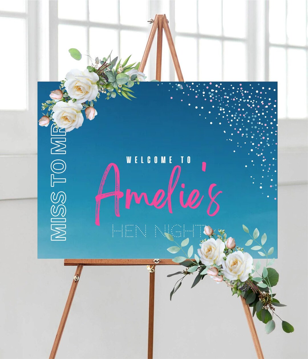 Hen Night Ombre Welcome Signs, Stylish Hens Assemble Hen Party Welcome ...