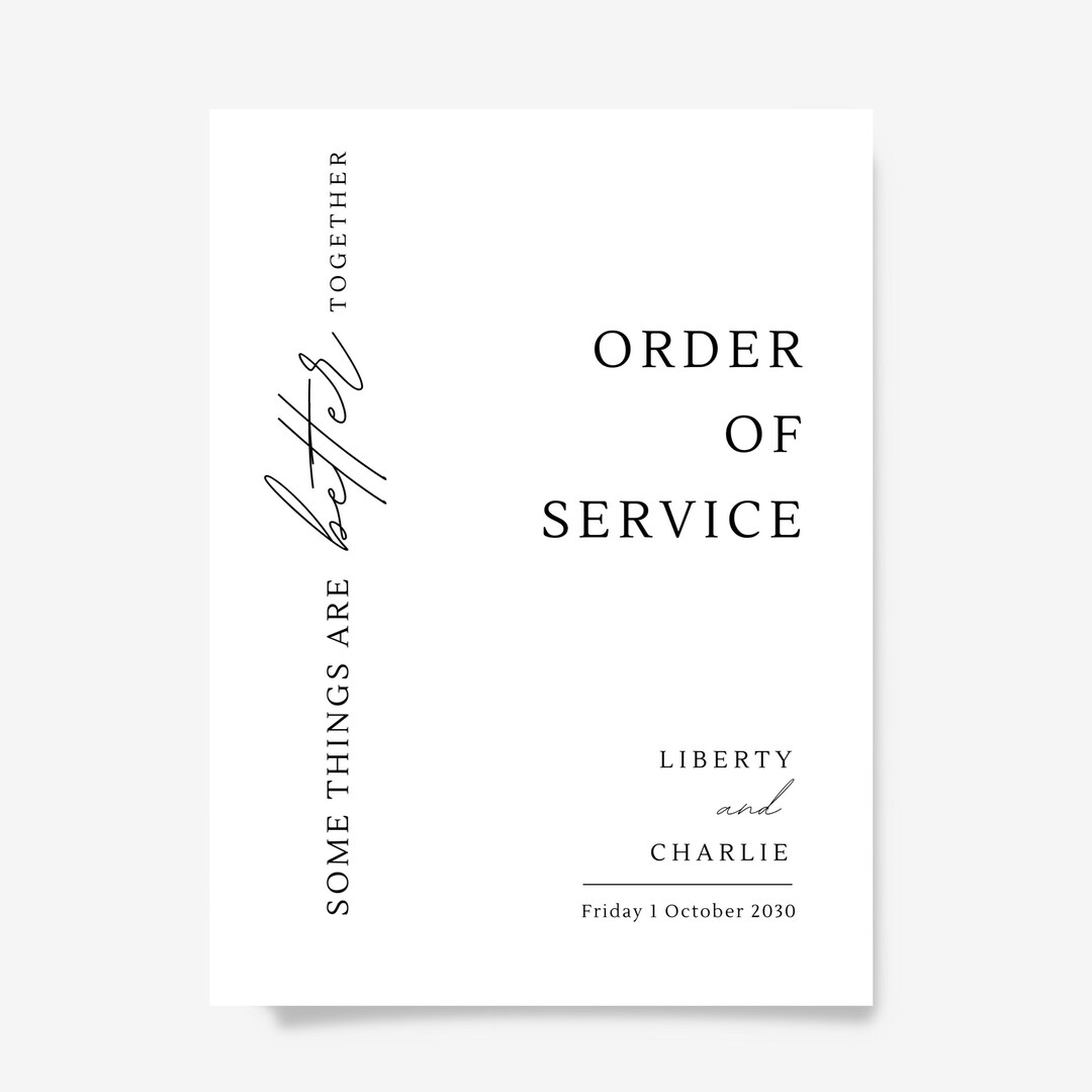 Modern Order of Service Booklet, Wedding Program, Marriage Programme ...