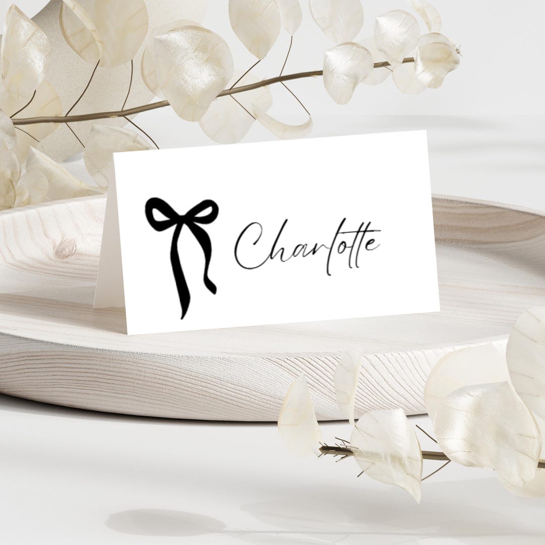Calligraphy Bow Wedding Place Cards: Personalized Modern Font - Etsy