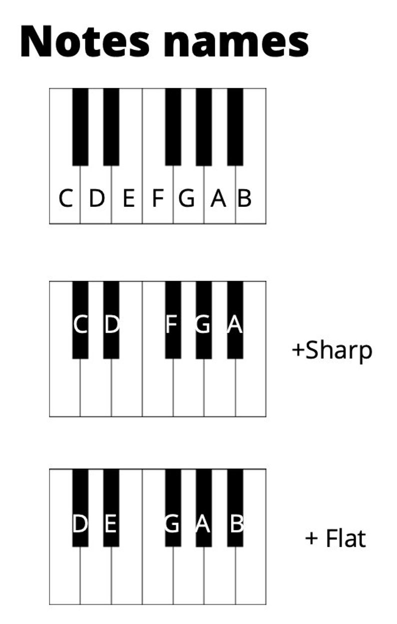 18 Name the Piano Notes Worksheets. Includes Sharps, Flats and Majors ...