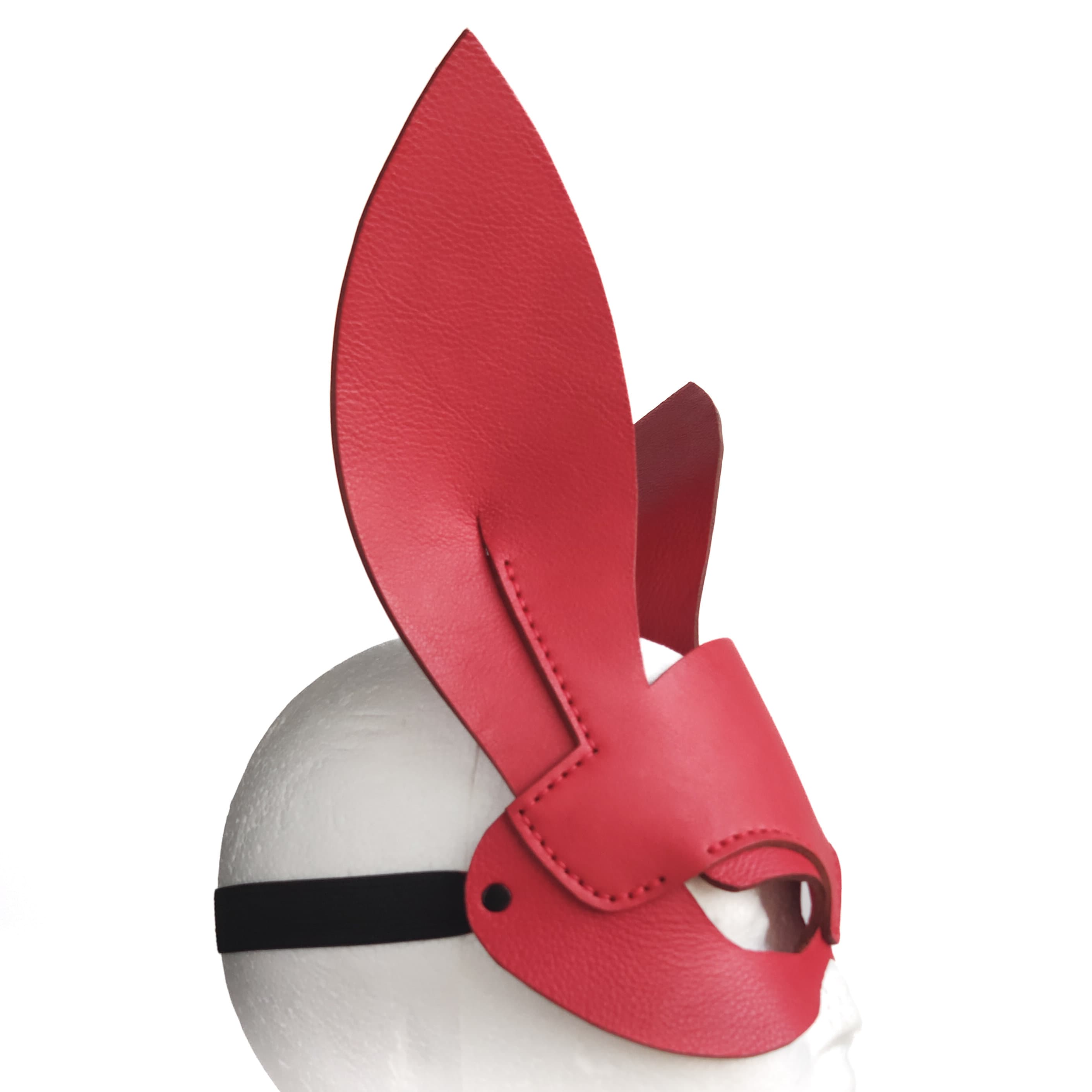 Red Leather Bunny Mask, Sexy Rabbit Mask, Handmade BDSM Ears, Fetish ...