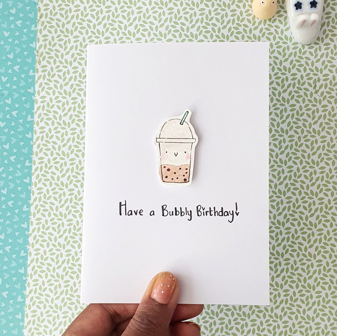 BUBBLE TEA BIRTHDAY Card -A6 Size -boba Card/bubble Tea Gift/tea Cards ...