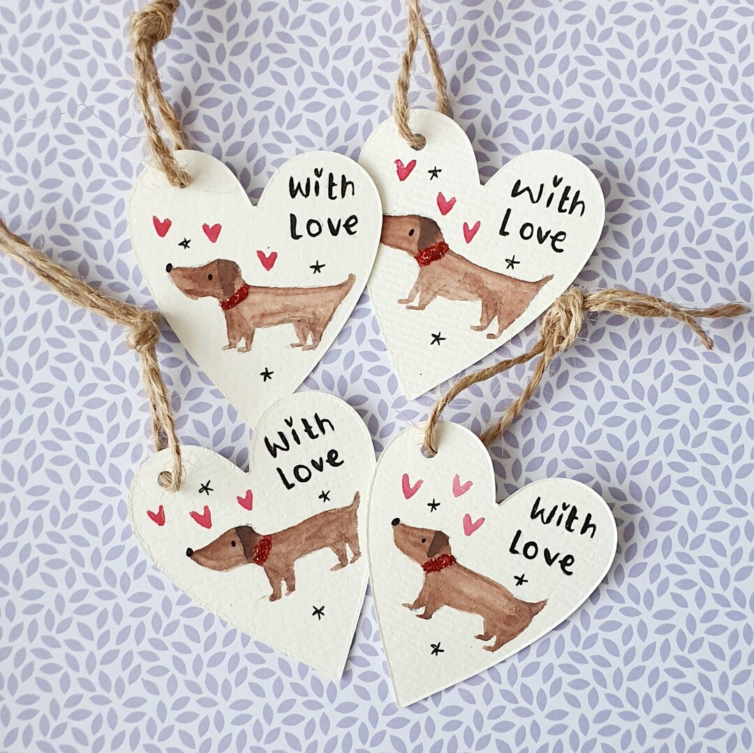 Hand-painted Watercolor Sausage Dog Gift Tags With Glitter (set of 4 ...