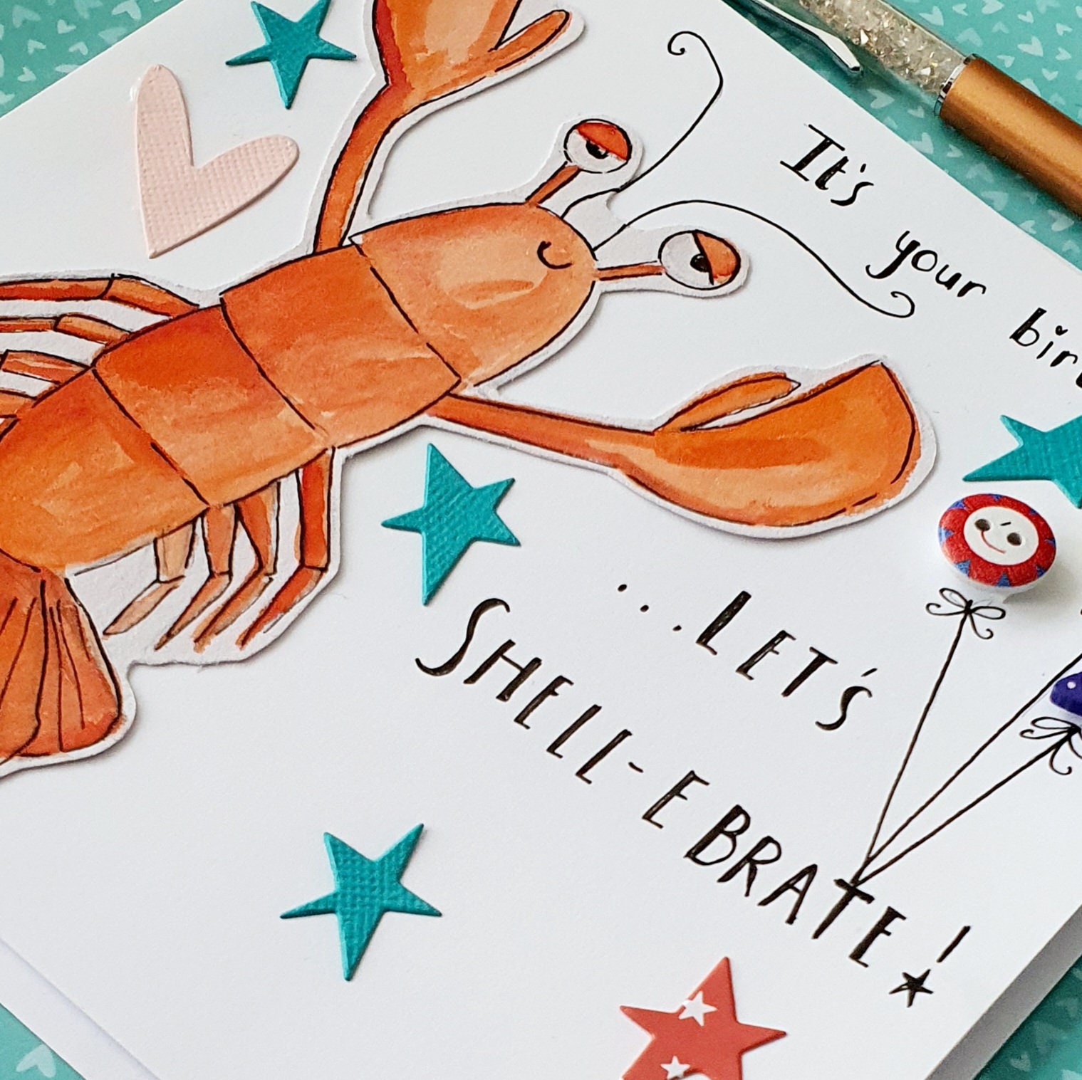 Lobster Happy Birthday Card -7x7inch SIZE /lobster Cards/you're My ...