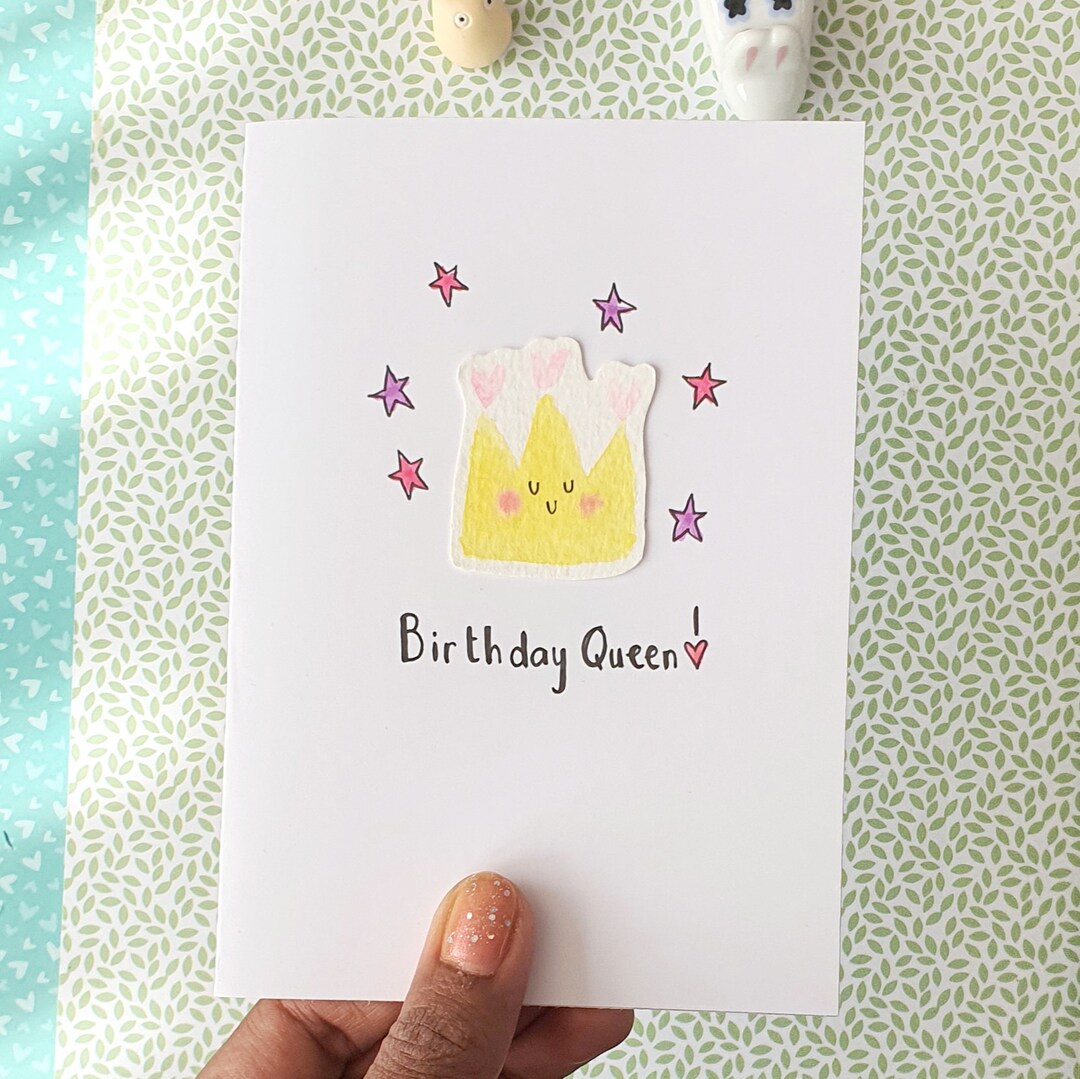 BIRTHDAY QUEEN Card/a6 Size, Birthday Card/glitter Cards, Sparkly Cards ...