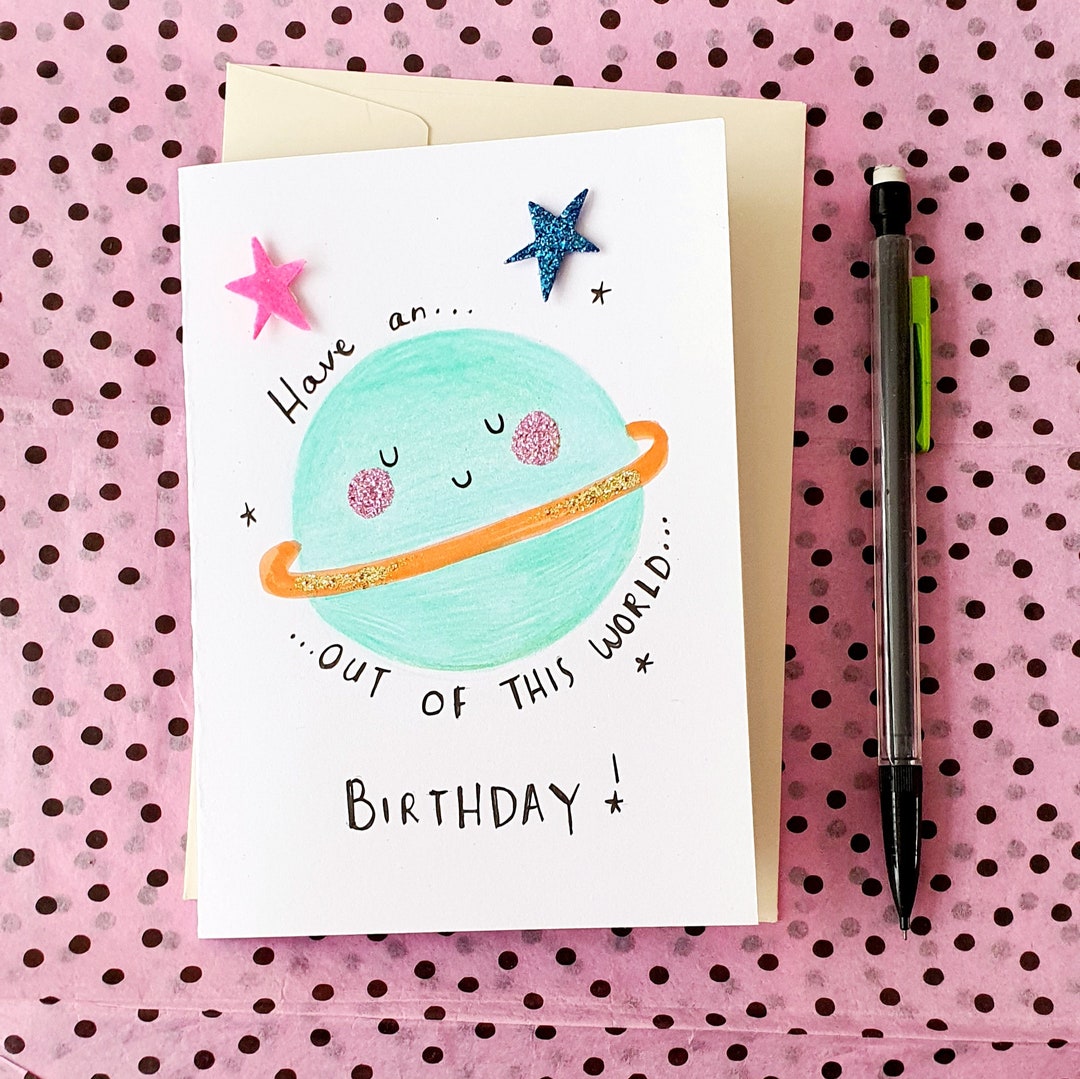 OUT OF This WORLD Birthday Card A6 Size / Magical Space Birthday ...