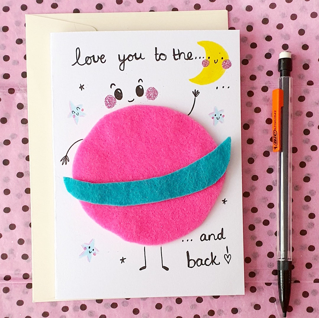 MOON and BACK Card A6 Size / Magical Space Birthday/love You to the ...