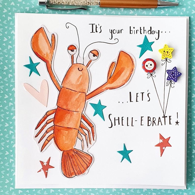Lobster Happy Birthday Card -7x7inch SIZE /lobster Cards/you're My ...