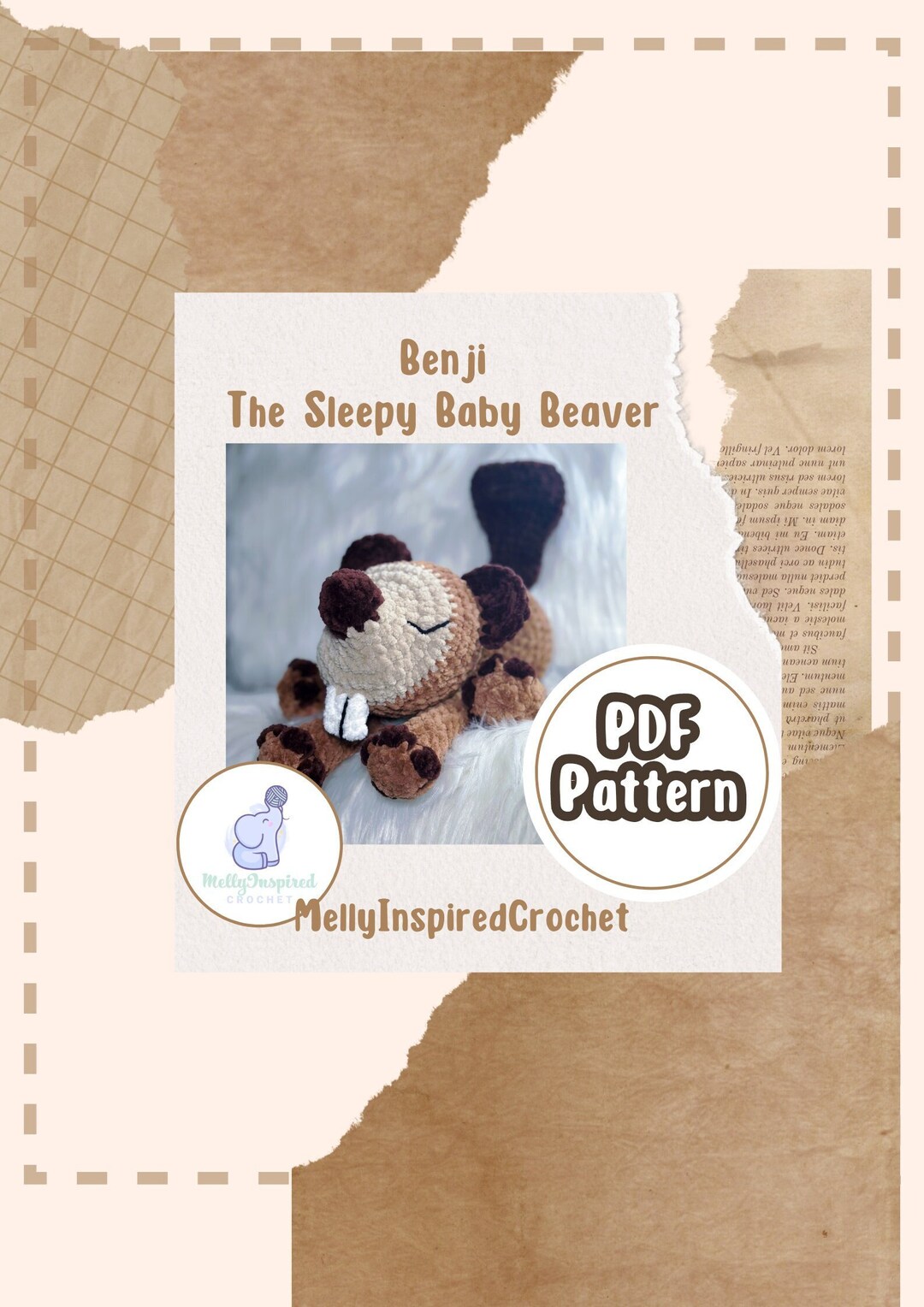 Benji the NO-SEW Sleepy Baby Beaver Crochet Pattern - Etsy