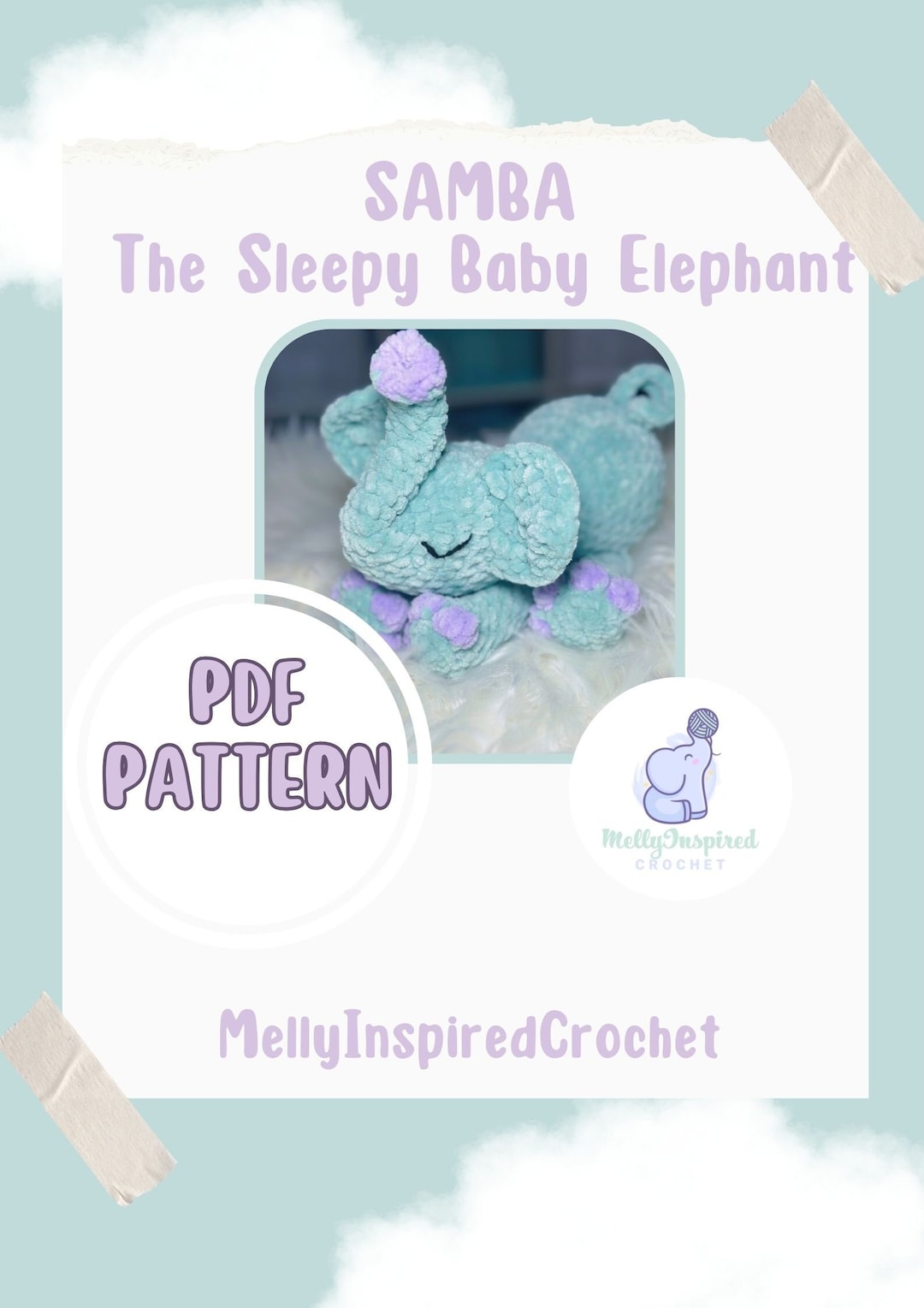 Samba the NO-SEW Sleepy Baby Elephant Crochet Pattern - Etsy