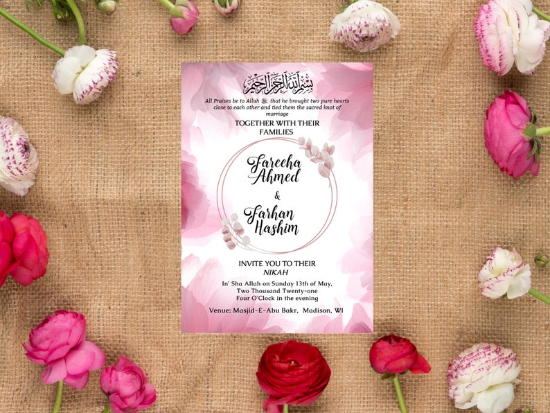 Printable Wedding Invitation Custom Muslim Nikah Invitation - Etsy