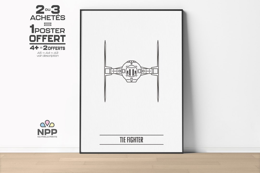 TIE FIGHTER | Star Wars - Line Art Minimalist Poster - Home Decor ...