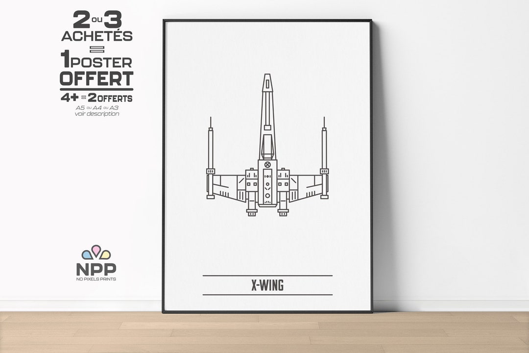 X-WING | Star Wars - Line Art Minimalist Poster - Home Decor - Poster ...