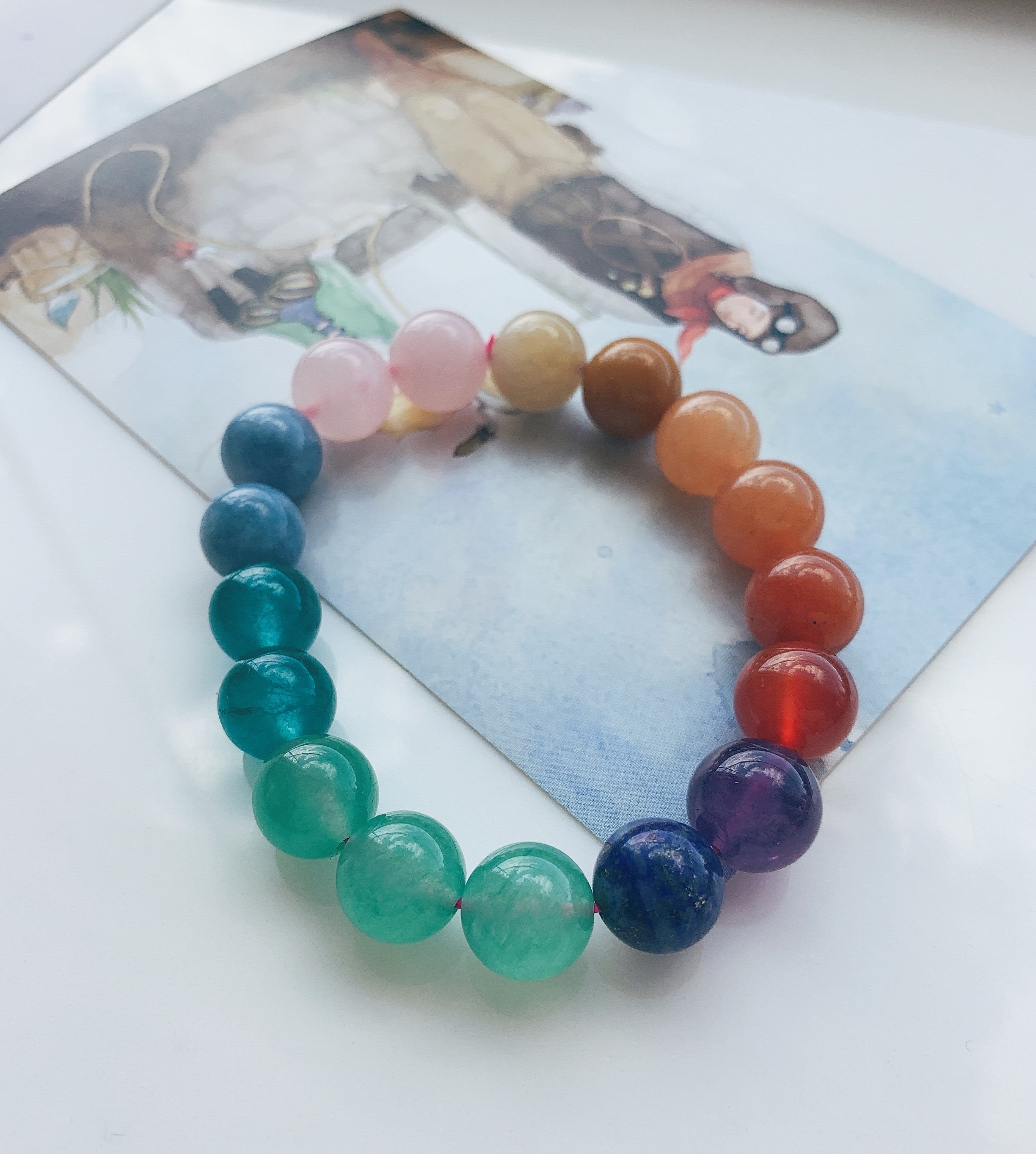 Agate Bracelet | Multi-colored Agate Bracelet | Natural Gemstone ...