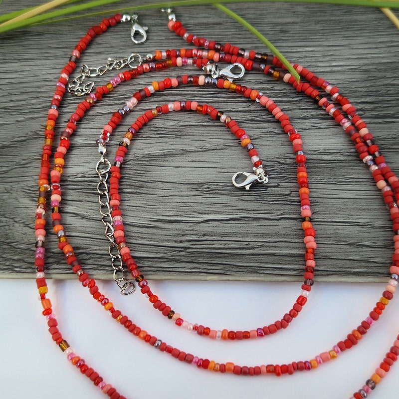 Red Bead Necklace - Etsy