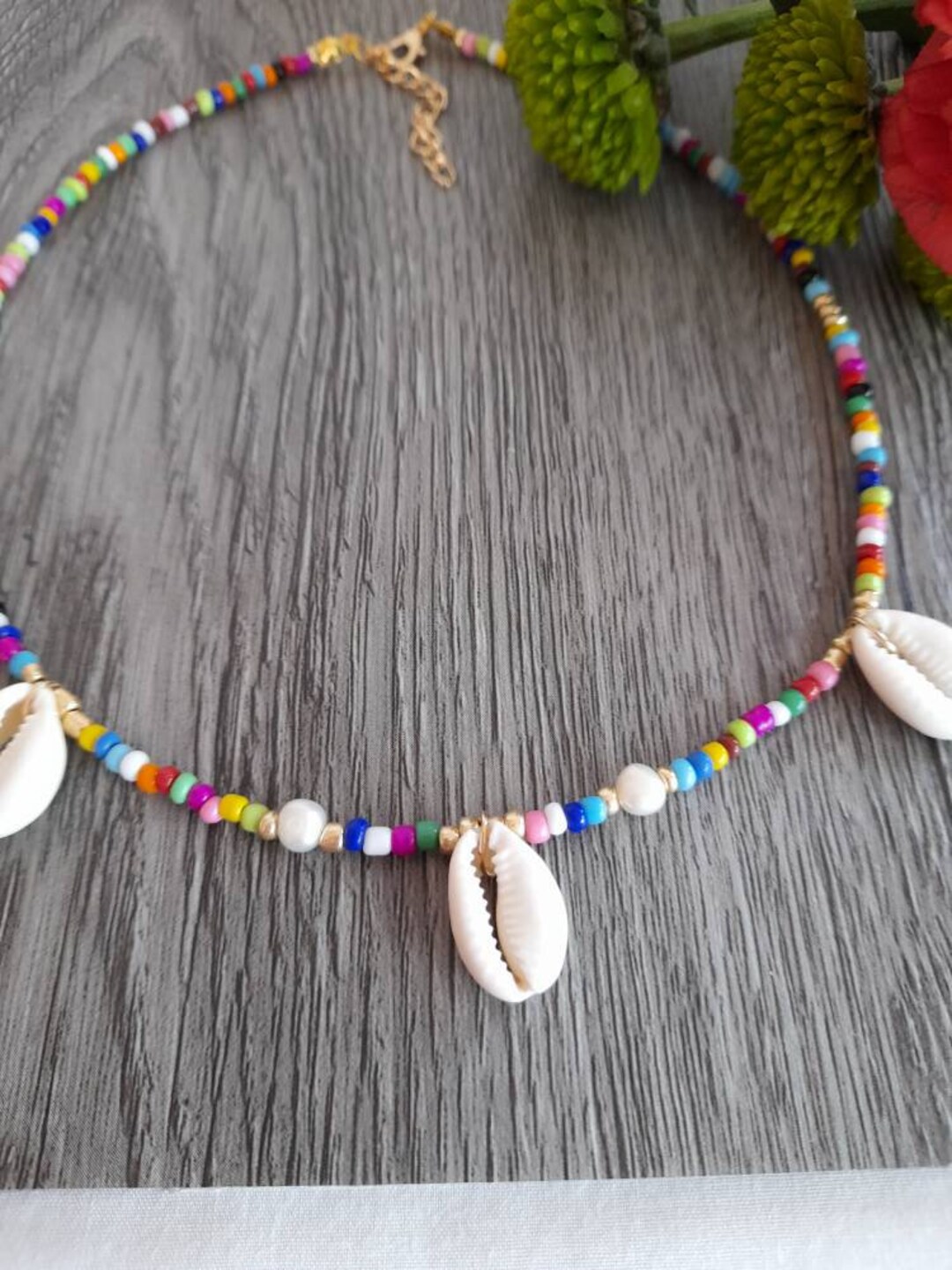 Beaded Pearl & Shell Necklace Pearl Necklace Bead and Shell - Etsy