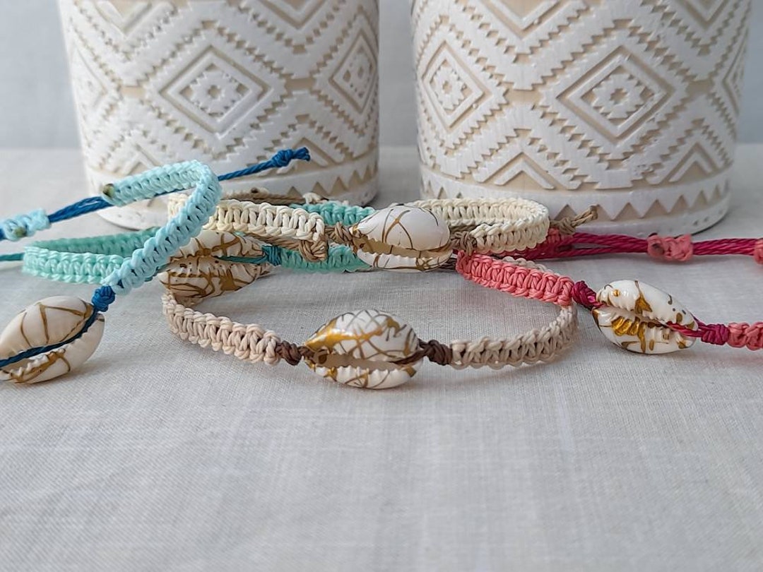 Macrame Shell Bracelet, Cowrie Shell Bracelet, Friendship Bracelet ...