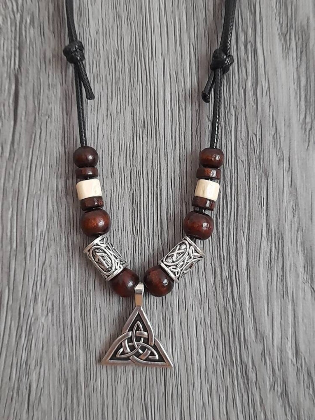 Trinity Knot Necklace, Celtic Knot Necklace, Surfer Necklace, Faux ...
