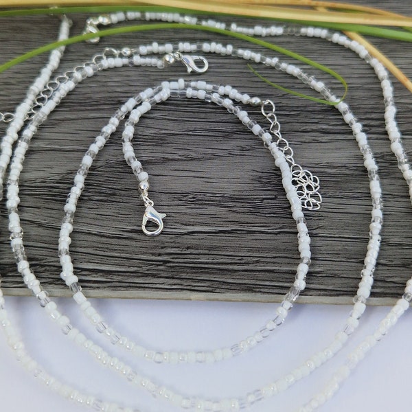 White Bead Necklace - Etsy