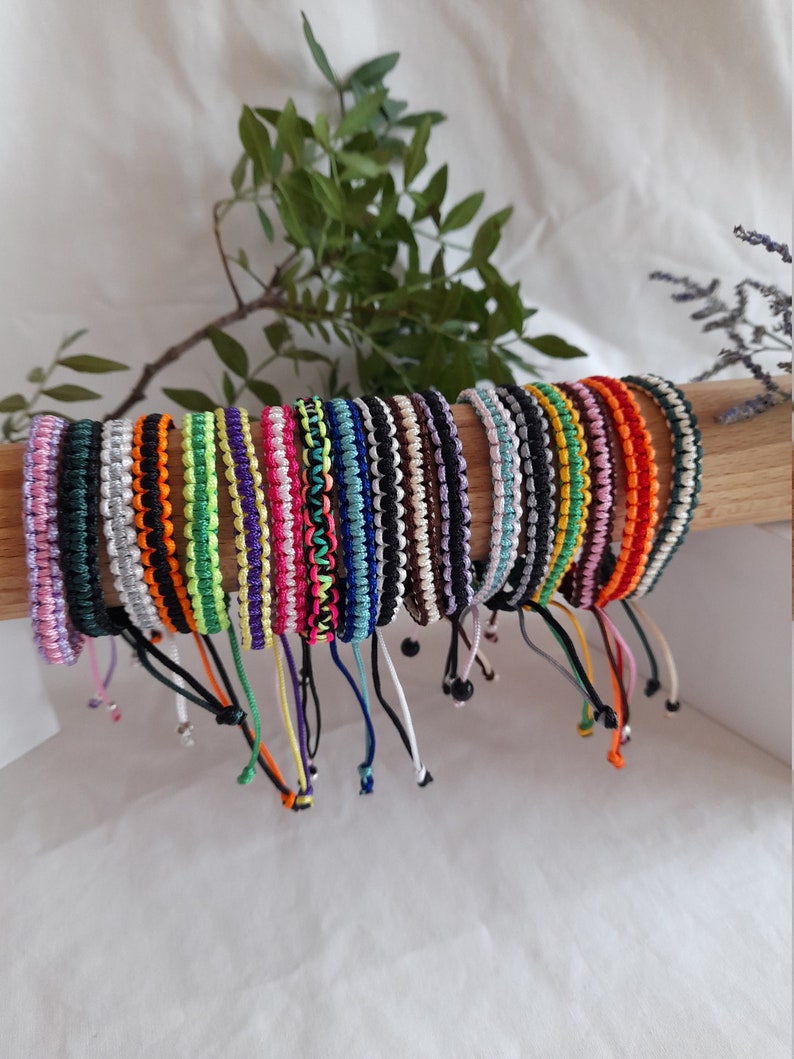Macrame Knotted Bracelet Double Colour String Bracelet Cord - Etsy UK