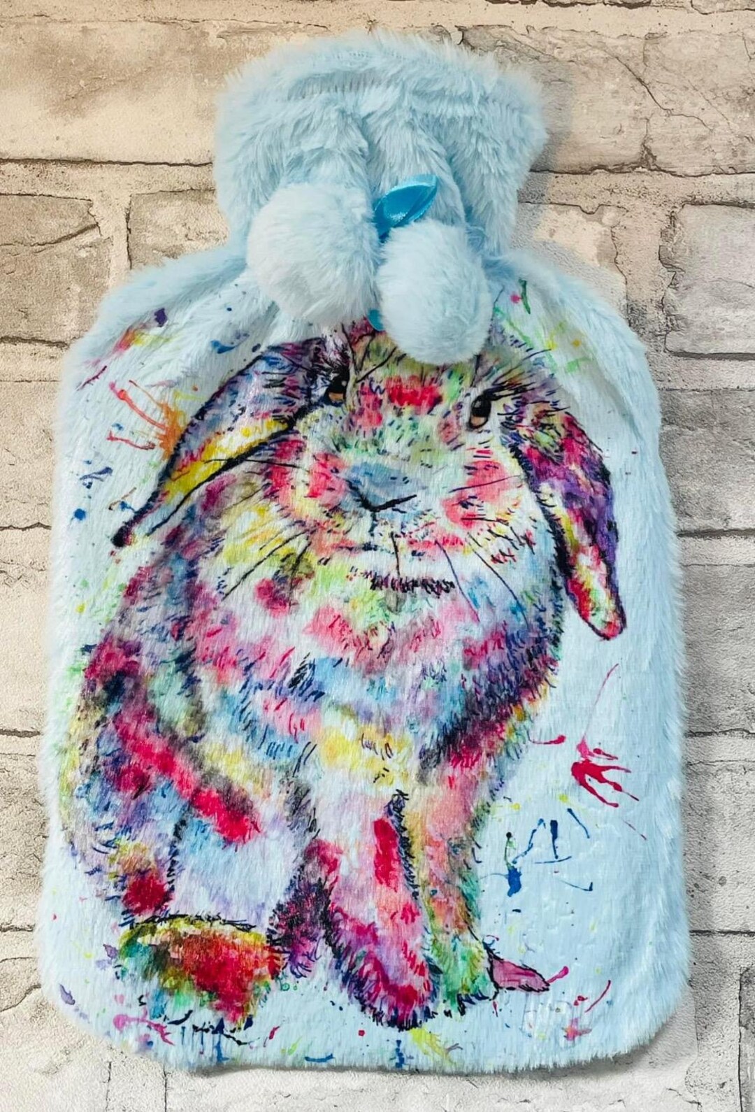 Blue Lop Ear Bunny Rabbit Hot Water Bottle, Multcolouted Rabbit Gift ...