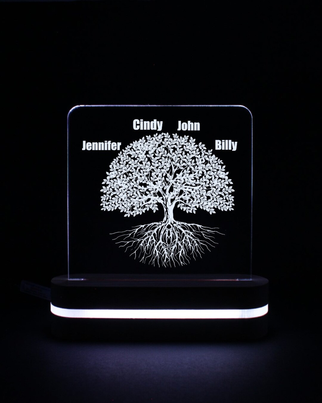 Family Tree LED Desk Light, Personalized Names, Family Tree LED Sign ...