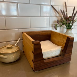 Napkin Holder Box for Modern Farmhouse, Dovetail Box for Napkins, Tray ...